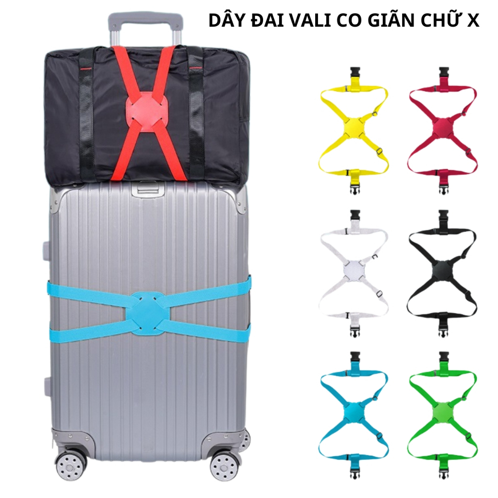 Dây đai vali chữ X, dây ràng vali co giãn bảo vệ hành lý khi đi du lịch ...
