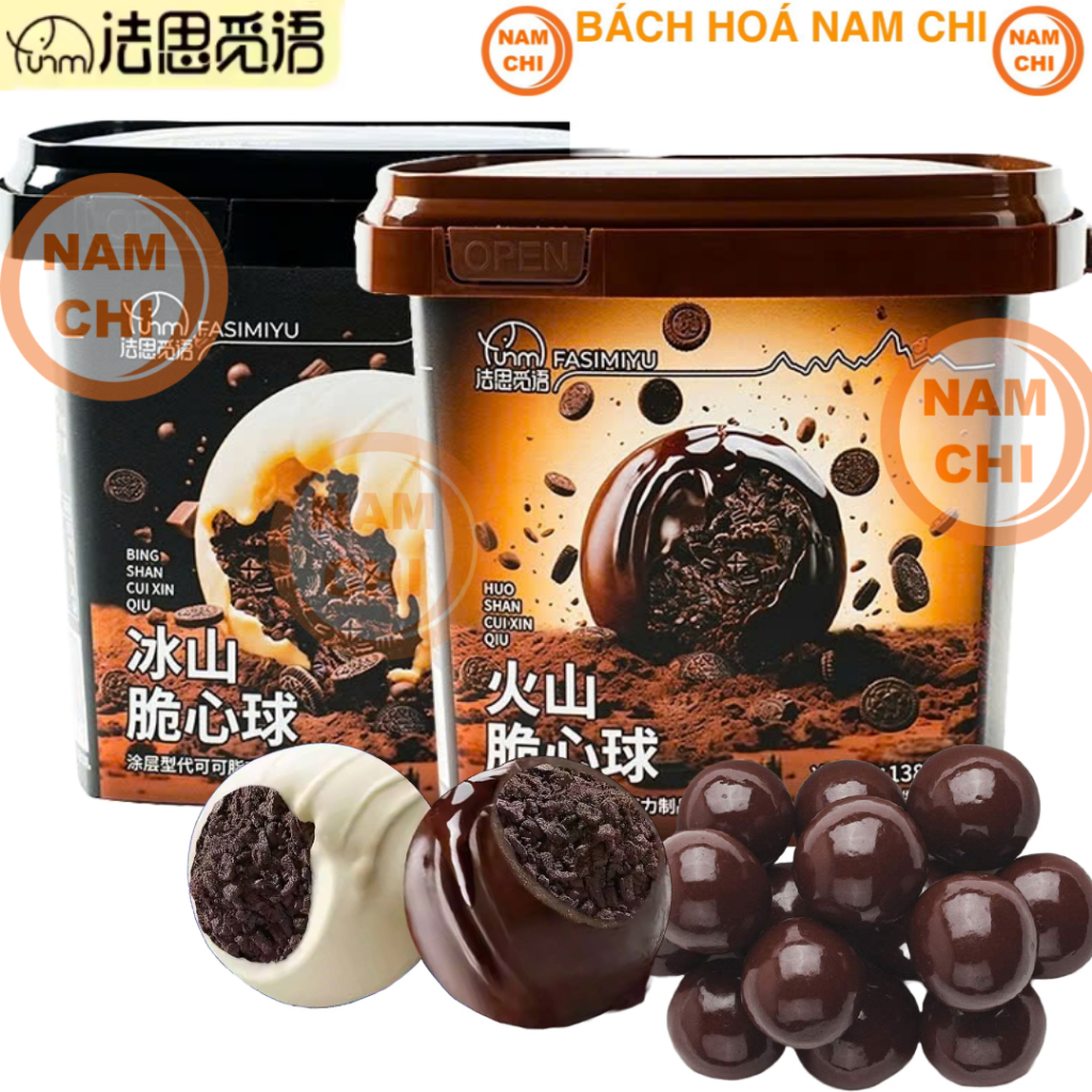 [XÔ NHỰA VIÊN TRÒN] Kẹo Socola Tươi FASIMIYU Nhân Vụn Bánh Oreo Ăn Vặt Cực Ngon Quà Tặng Cực Đẹp ...