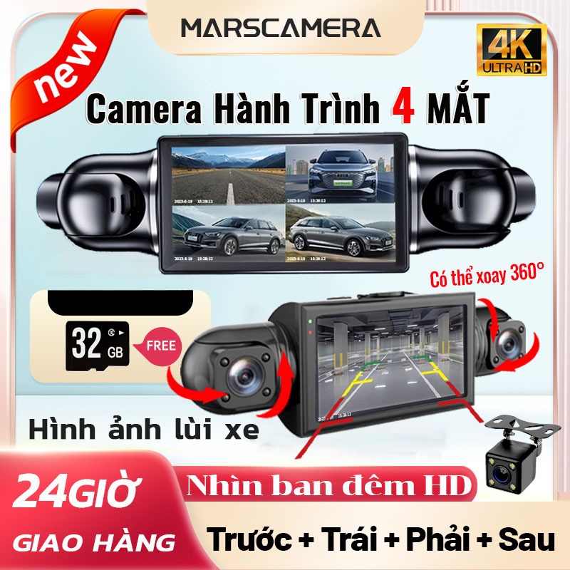 Camera hành trình ô tô S8 DASH CAM FULL HD 1080P 4 mắt, cảnh báo va ...
