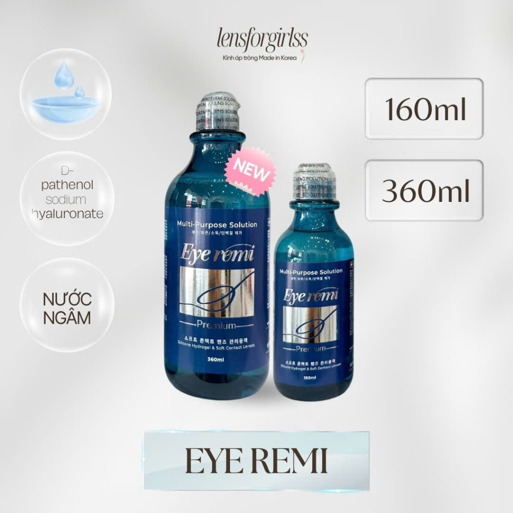 Nước NGÂM kính áp tròng EYE REMI 160ml & 360ml | Nước ngâm lens | LENSFORGIRLSS | Shopee Việt Nam