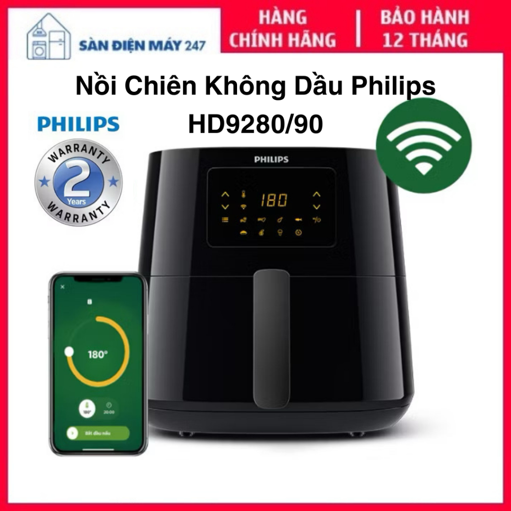 Nồi Chiên Không Dầu Philips HD9280/90, Kết Nối Wifi – Hàng Chính Hãng – Bảo Hành 24 Tháng ...
