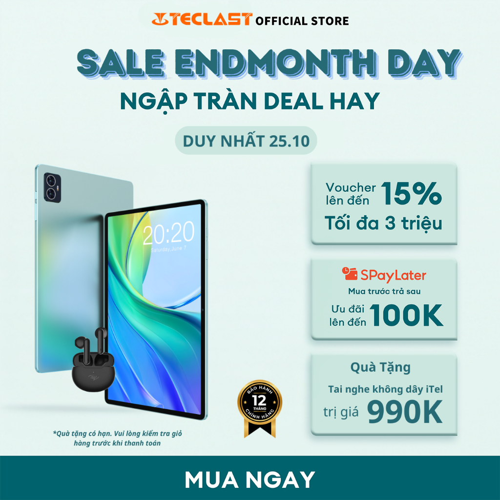 [DUY NHẤT 25.10] Máy Tính Bảng Teclast M50 Tablet 14GB(6+8)/128GB | Màn Hình 10.1inch | Loa Kép ...