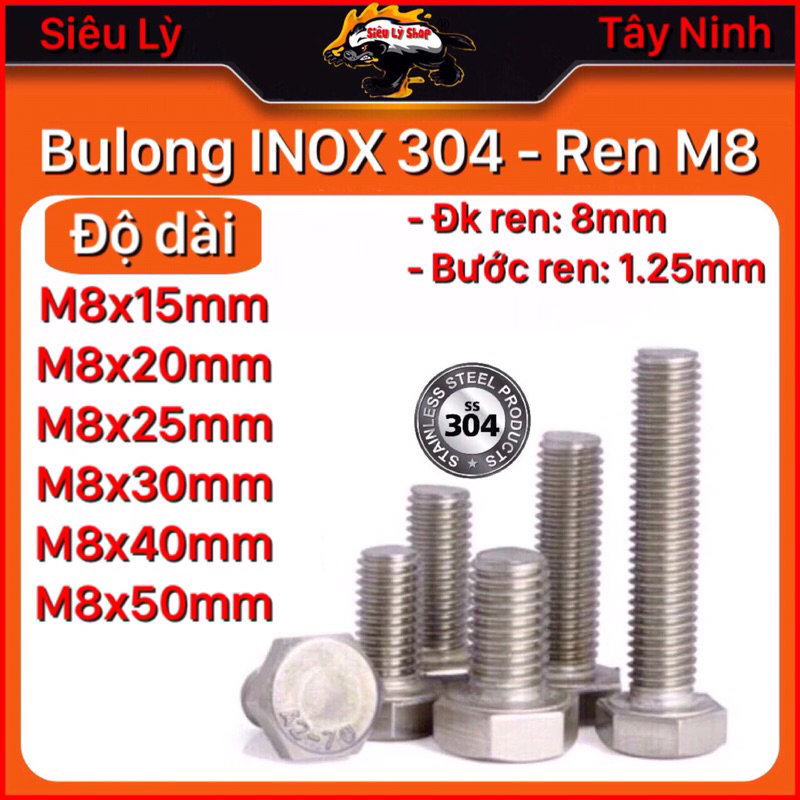 Set 10 con Bulong INOX 304 - M8 | Shopee Việt Nam