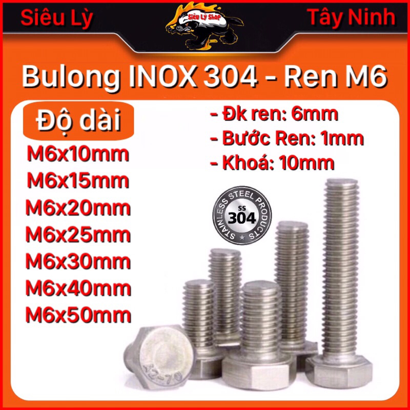 Set 10 Bulong INOX 304 - Size ren M6 | Shopee Việt Nam