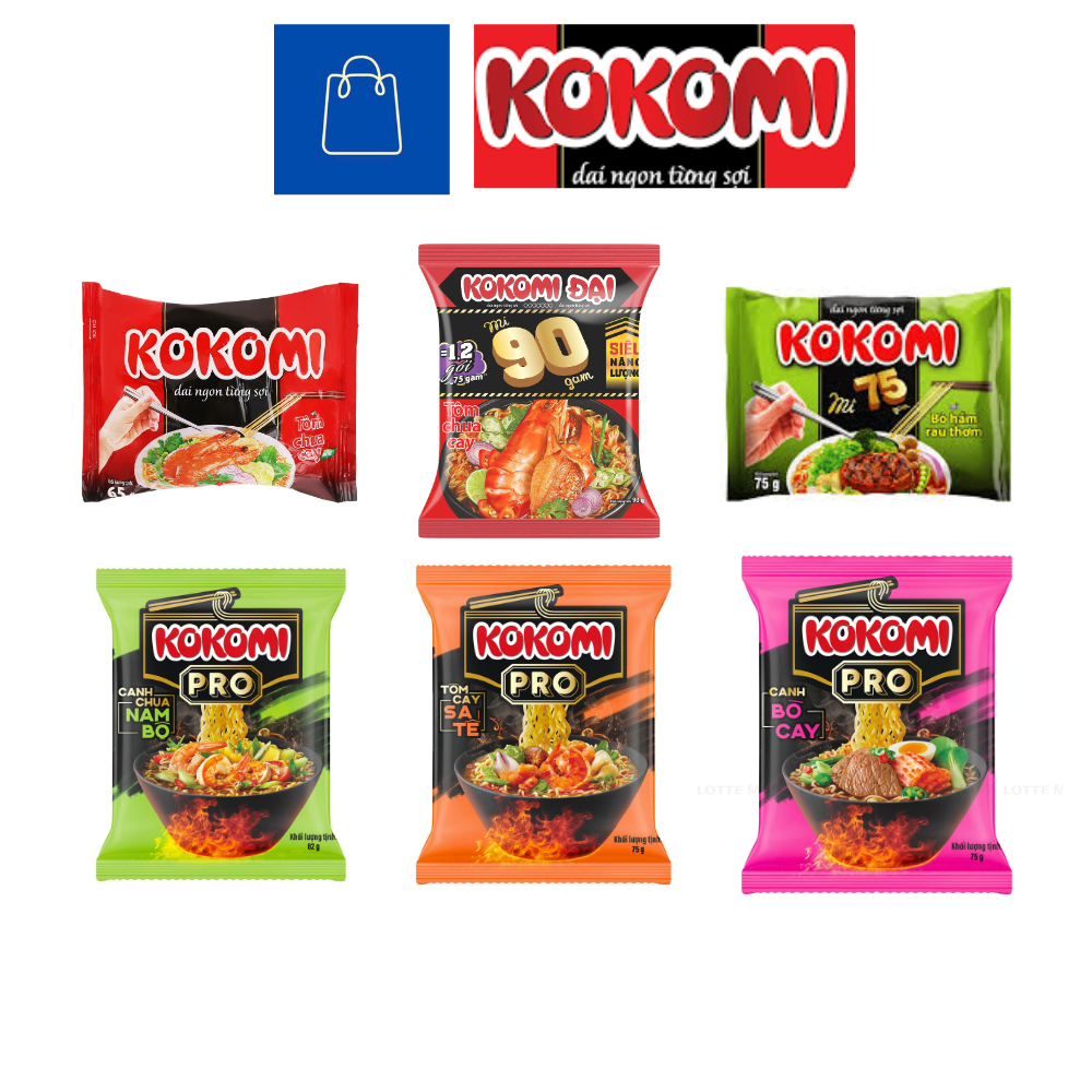 Mì tôm kokomi chua cay 65g/90g - kokomi xanh bò hầm 75g - kokomi pro ...