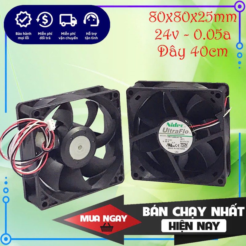 Quạt tản nhiệt Nidec 24v 0,05a 8x8x2,5cm chính hãng mới | Shopee Việt Nam