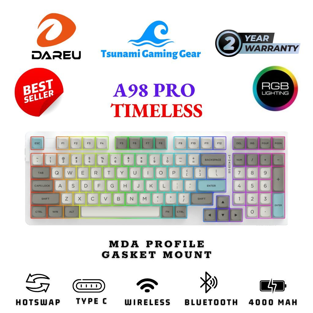 Phím cơ DareU A98 Pro - Timesless | RGB | Hotswap | Bluetooth | Wireless | Type C | Shopee Việt Nam