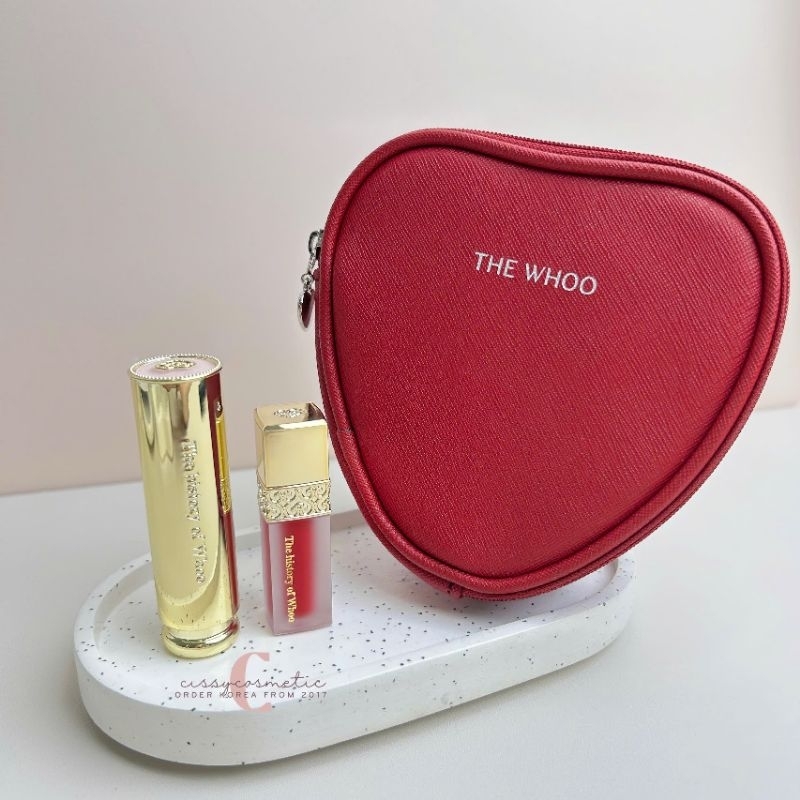 Set Son Whoo Thắt Nơ Gồm 1 Son Dưỡng Wine Red + 1 Son Kem Lì Màu Đỏ ...
