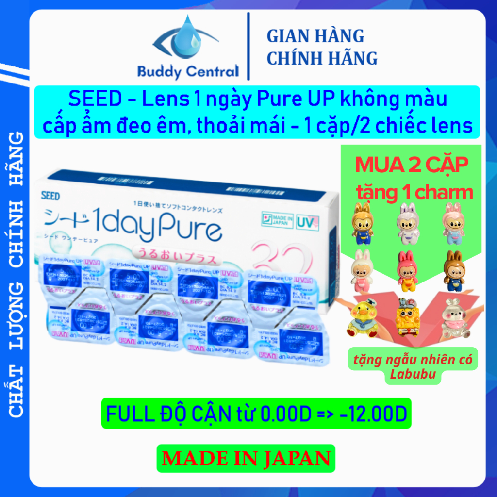 Lens Seed 1 ngày không màu 1 day Pure moisture full độ cận (1 cặp - 2 chiếc lens) - Buddy ...
