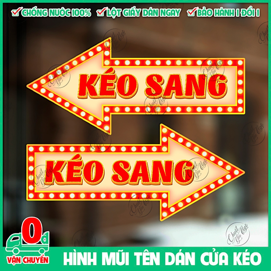 Combo 2 mũi tên dán cửa kéo sang CHỮ LED cửa kính cửa trượt lùa decal ...