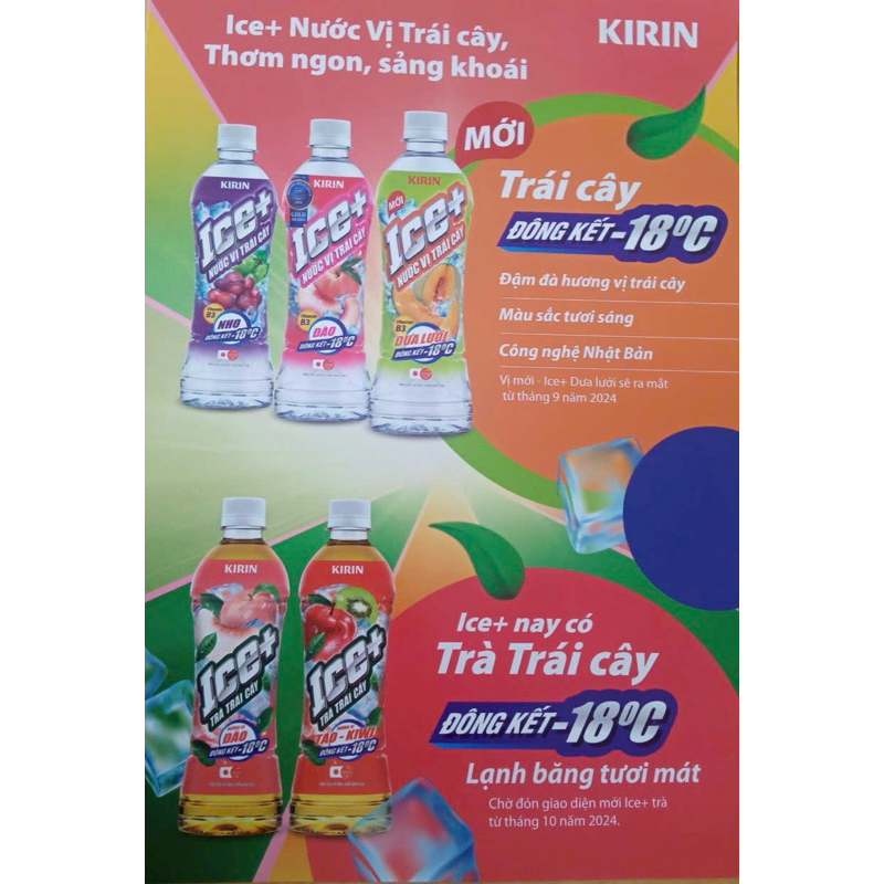 (Lẻ 1 chai) Nước Ice+ vị đào / nho/ dưa lưới / táo kiwi chai 490ml | Shopee Việt Nam