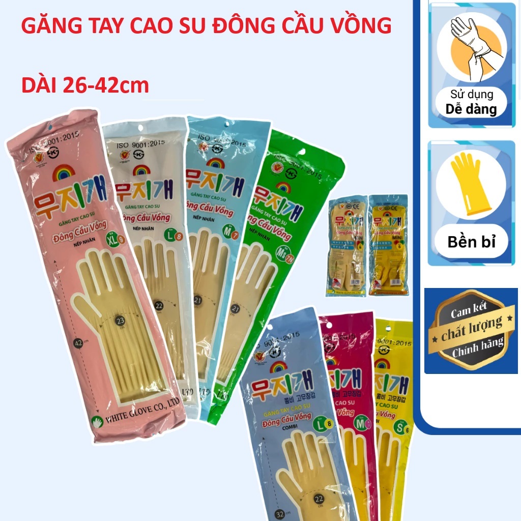 Găng tay cao su Đông Cầu Vồng đủ size S, M, L, găng tay cao su rửa chén ...