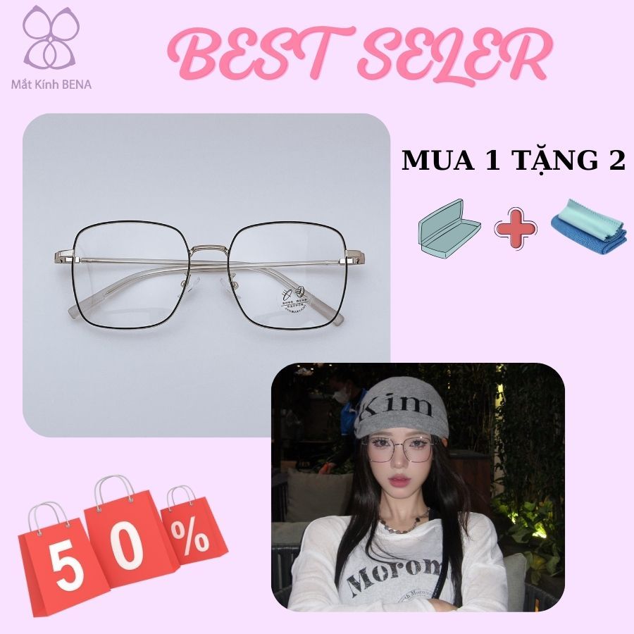 Gọng kính vuông DARA thời trang kính cận nam nữ gọng kính kim loại ...