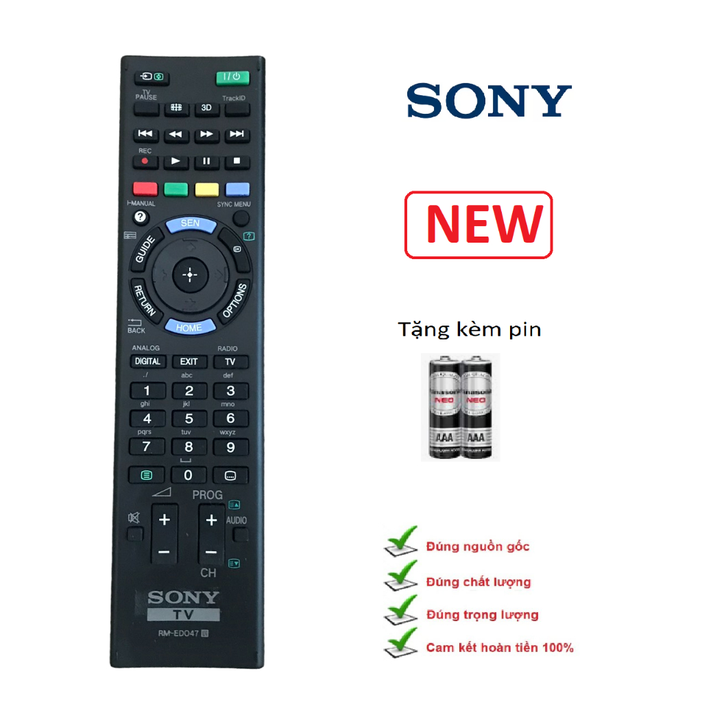 Điều khiển Tivi Sony RM-ED047 LCD/LED SMART - Hàng chính hãng,Tặng pin ...