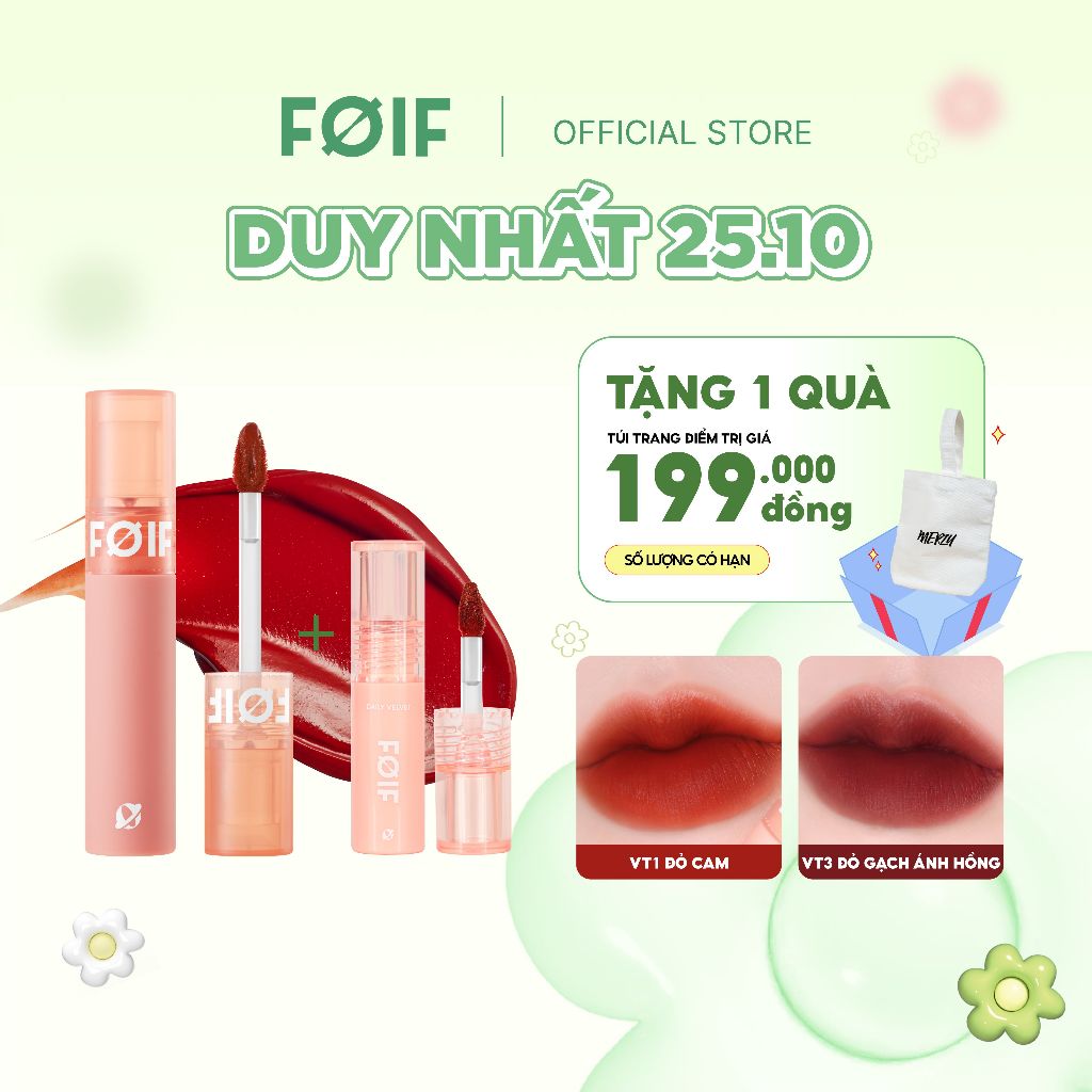 Combo 2 Son Kem Lì FOIF Daily Velvet Tint 3g + Mini FOIF BY MERZY ...
