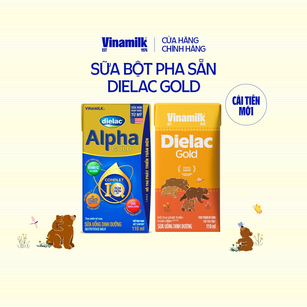 [BAO BÌ MỚI] Sữa bột pha sẵn Vinamilk Dielac Alpha Gold - Thùng 48 hộp 110ml | Shopee Việt Nam
