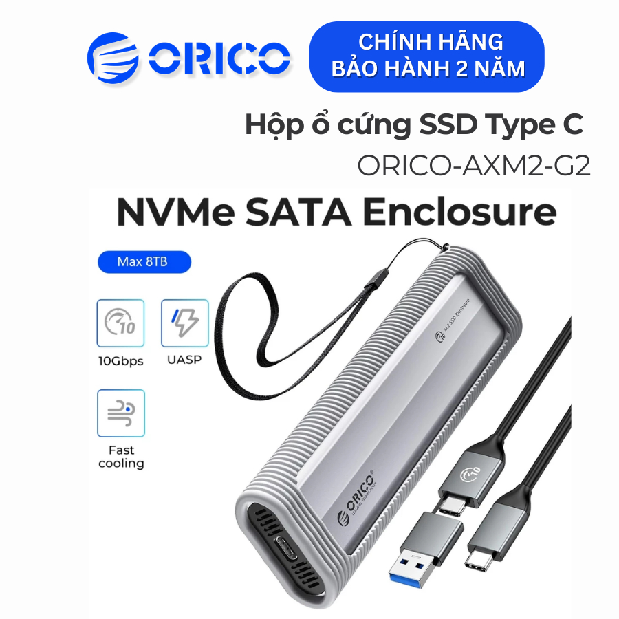 Box ổ cứng SSD ORICO AXM2 M.2 NVME TypeC & M.2 Dual NVME+SATA TypeC ...