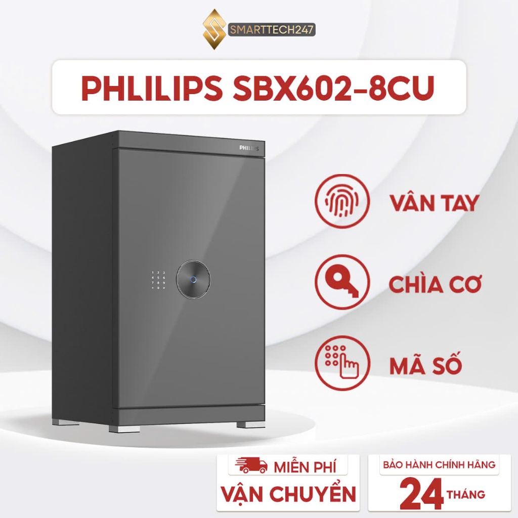 Két sắt thông minh Philips SBX602-8CU tay nắm ẩn, thiết kế mật mã tàng ...