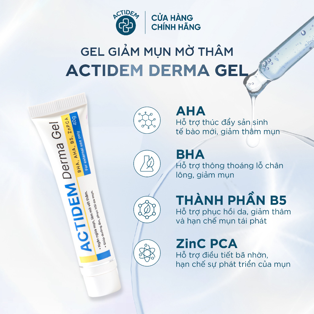 ACTIDEM Derma Gel giảm mụn, dưỡng ẩm da 18g | Shopee Việt Nam
