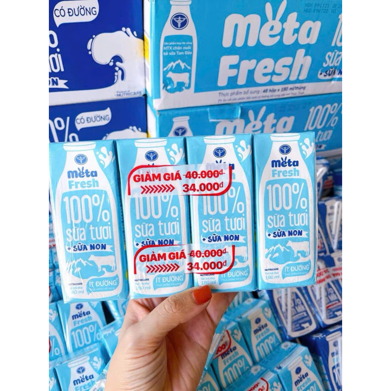Sữa tươi chứa sữa non Nutricare Meta FRESH ít đường (180ml x 48 hộp ...