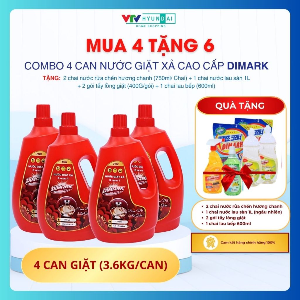Combo 4 Can Nước Giặt Xả Cao Cấp Hương Đam Mê Thư Giãn DIMARK (3.6kg/Can) | Shopee Việt Nam
