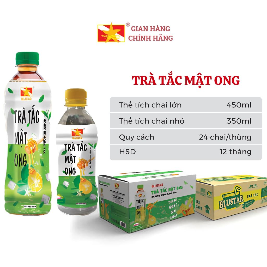 Thùng 24 chai Trà Tắc Mật Ong BLUSTAR - Thanh Mát Tự Nhiên chai 450ml | Shopee Việt Nam