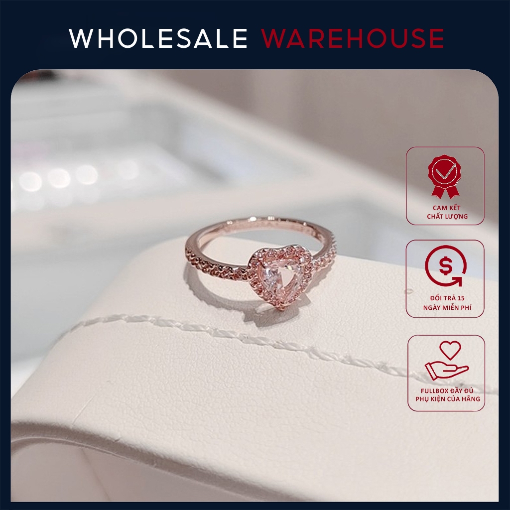 Nhẫn Pan trái tim Sparkling Elevated Heart Ring - Nhẫn Pan trái tim-Bạc S925 ALE Full box-8042 ...