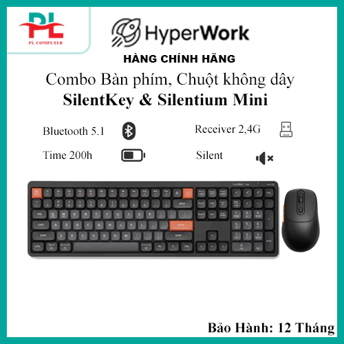 Combo Bàn phím , Chuột không dây HyperWork SilentKey & Silentium Mini ...