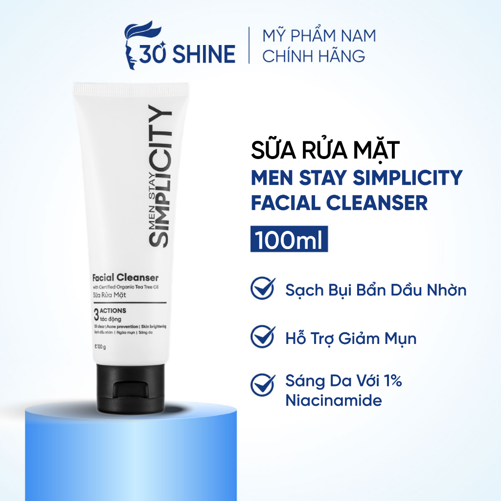 Sữa rửa mặt cho nam sạch dầu nhờn ngừa mụn sáng da Men Stay Simplicity ...