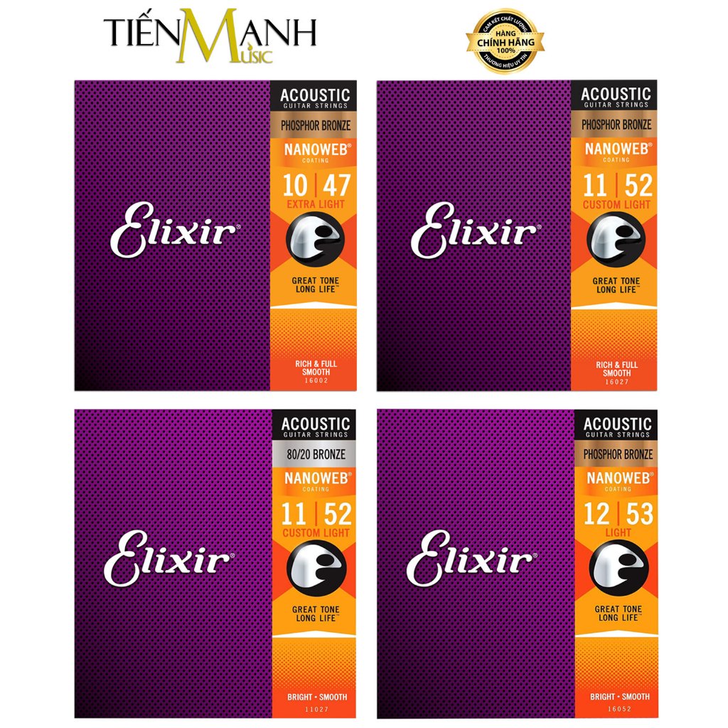 [Chính Hãng] Dây Đàn Guitar Acoustic Elixir 16002, 16027, 16052, 11027 ...