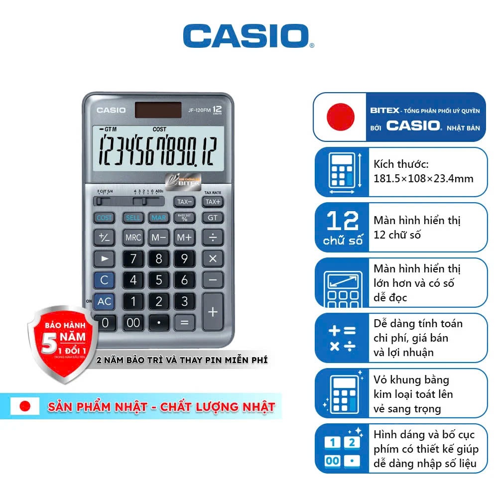 Máy tính Casio JF-120FM chính hãng bảo hành 5 năm | Shopee Việt Nam