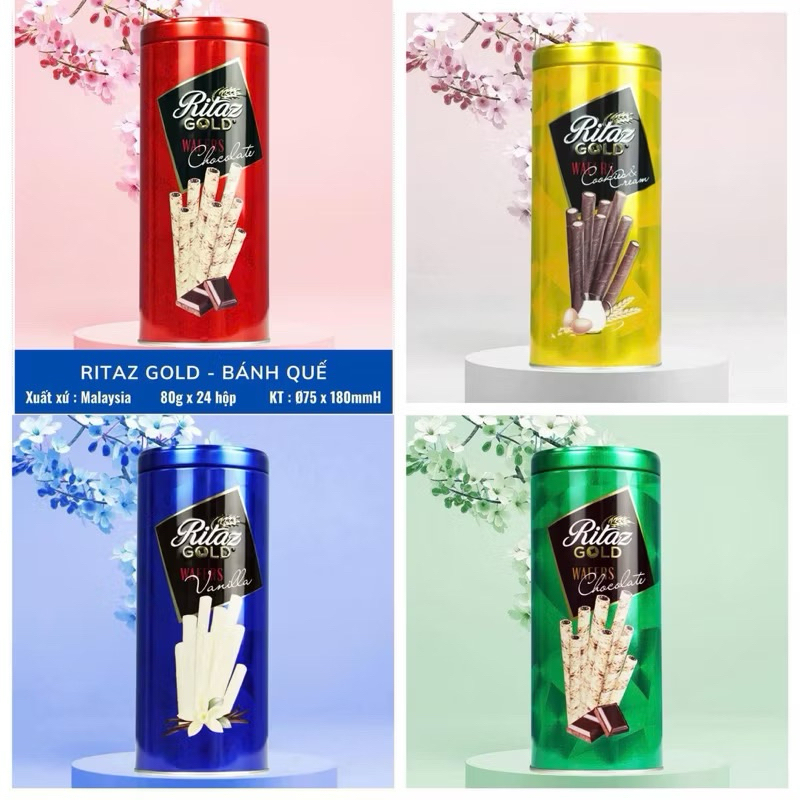 Bánh quế socola Ritaz Gold lon thiếc gói quà tết 2024 siêu 😻 | Shopee ...