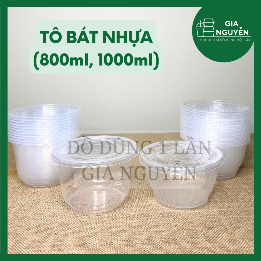 Tô Bát Nhựa (800ml - 1000ml) Đựng Phở, Bún, Miến, Canh, Nước Súp ...