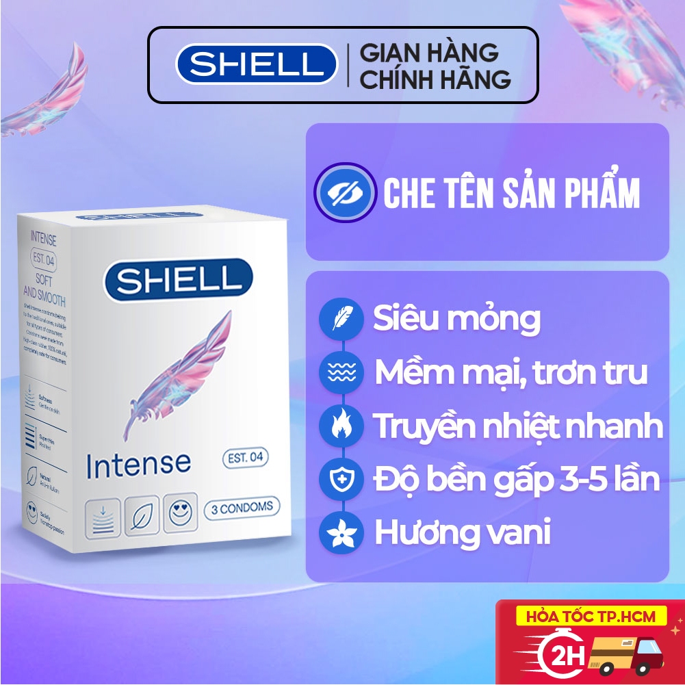 Bao cao su Shell Intense siêu mỏng 0.04mm - Hộp 3 cái | SHELL CHÍNH ...