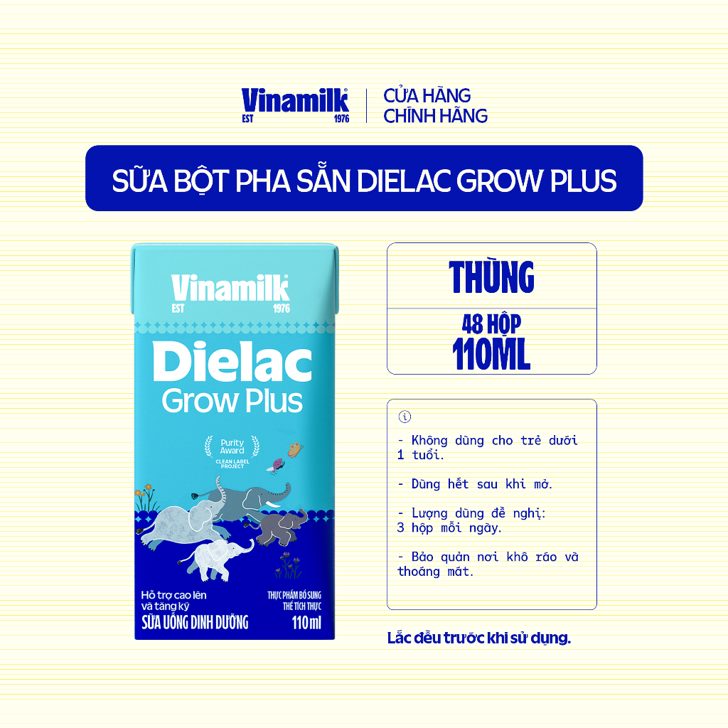 Thùng 48 hộp Sữa Non Vinamilk Dielac Grow Plus (Sữa Uống Dinh Dưỡng) 110ml | Shopee Việt Nam