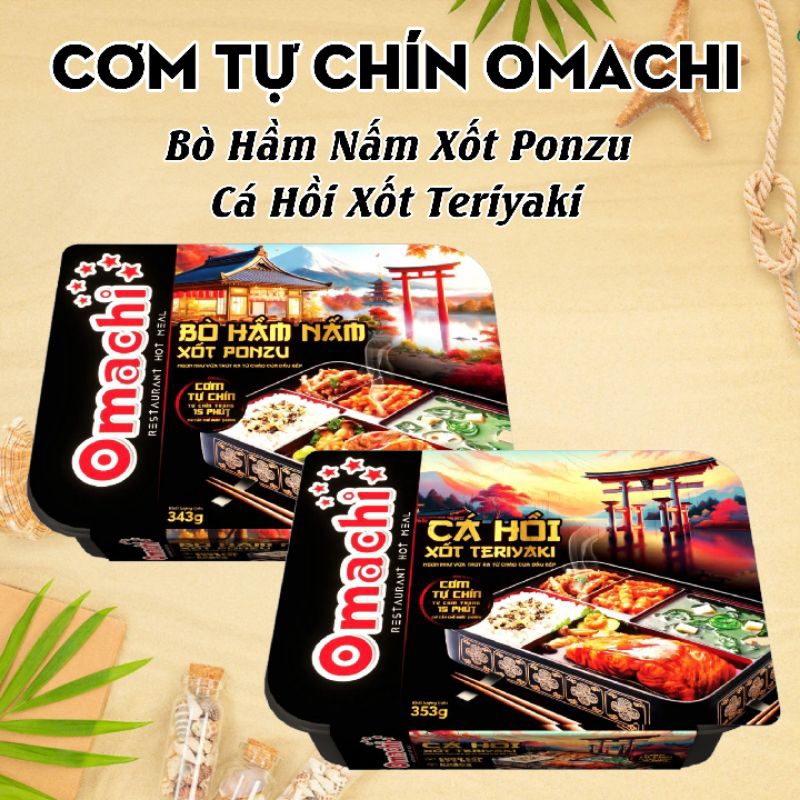 Cơm Tự Chín Omachi Bò Hầm Nấm Xốt Ponzu và Cá Hồi Áp Chảo Xốt Teriyaki ...