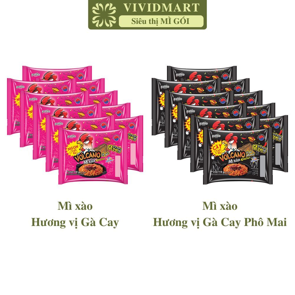 [SET10GÓI] - PALDO - Mì xào Koreno Volcano gói 2 vị: Gà cay, Gà cay phô ...
