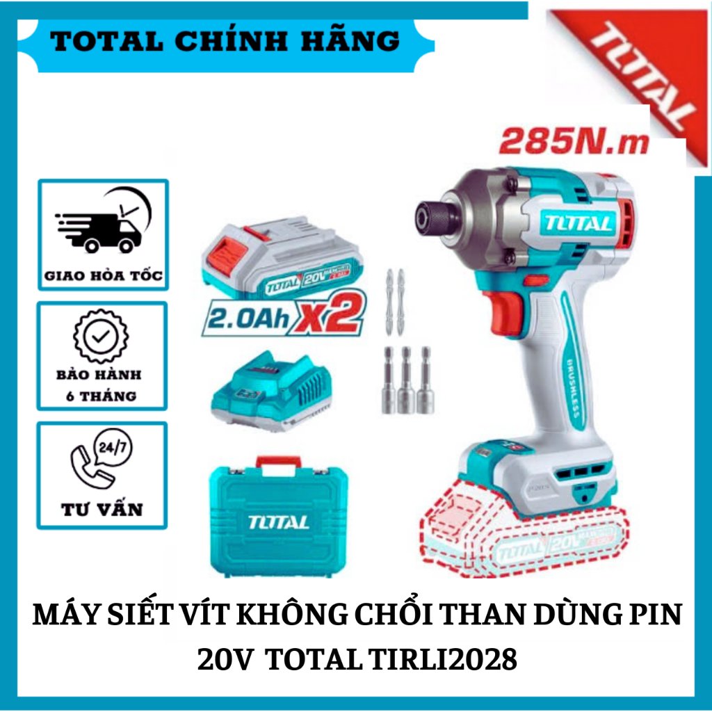 Máy siết vít không chổi than dùng pin 20V TOTAL TIRLI2028 mô-men xoắn ...