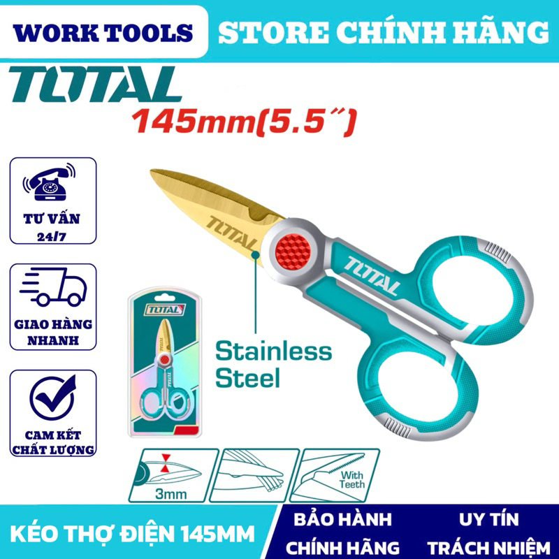 ĐỒ NGHỀ TOTAL Kéo thợ điện 145mm THT1155871 | Shopee Việt Nam