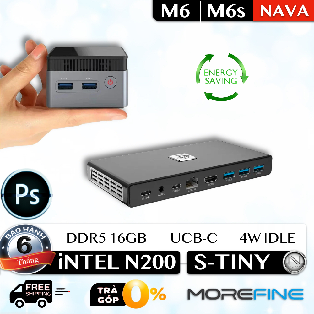 Mini PC Morefine M6 - M6S ⚡️ intel N200 N100 Type C RAM 16GB NVME4 Nhỏ Gọn TypeC USBC | Shopee ...