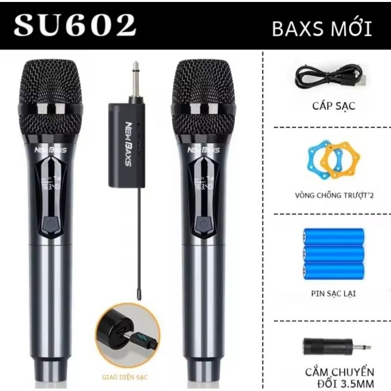 BỘ MICRO KHÔNG DÂY 2 chiếc dùng Pin sạc | Shopee Việt Nam