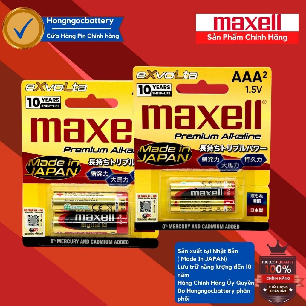 [ Made In JAPAN ] Vỉ 2 Viên Pin AA , AAA Maxell Alkaline Premium ...