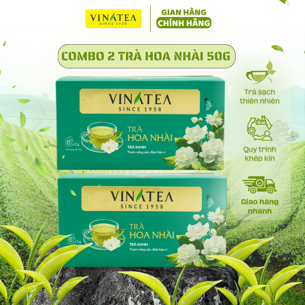 Combo 2 hộp trà Vinatea Hoa Nhài túi lọc 50g | Shopee Việt Nam