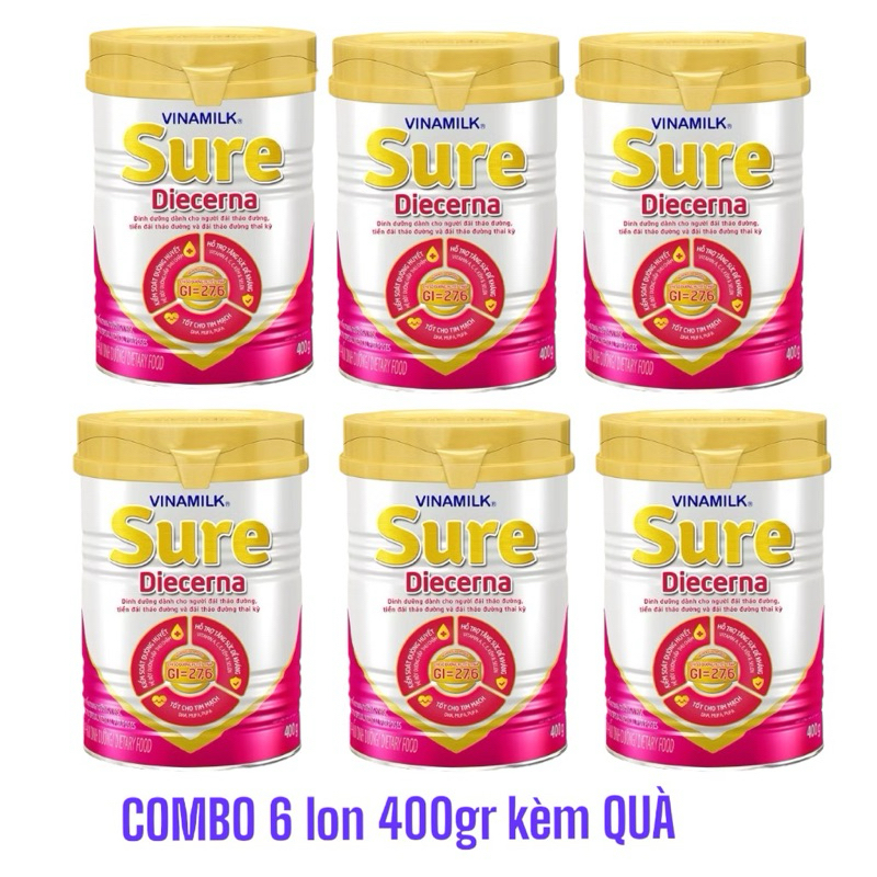 COMBO 6 lon Hộp Sữa bột Dành cho người tiểu đường Vinamilk Sure ...