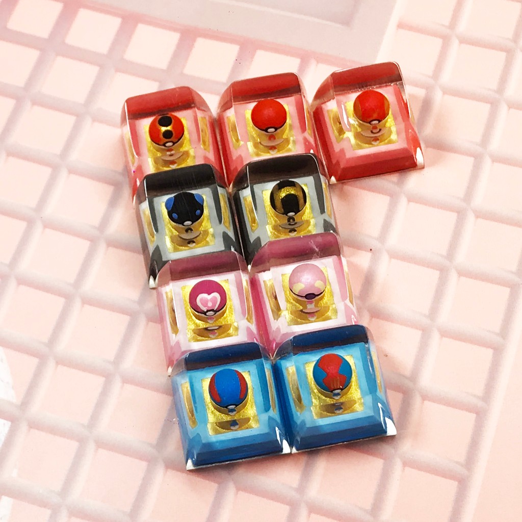 Keycap Pokeball (quả cầu Pokemon) từ keo epoxy resin, sẵn nhiều mẫu ...