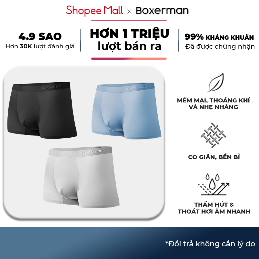 Quần boxer nam sịp đùi combo 2 PROFIT cao cấp BOXERMAN | Shopee Việt Nam