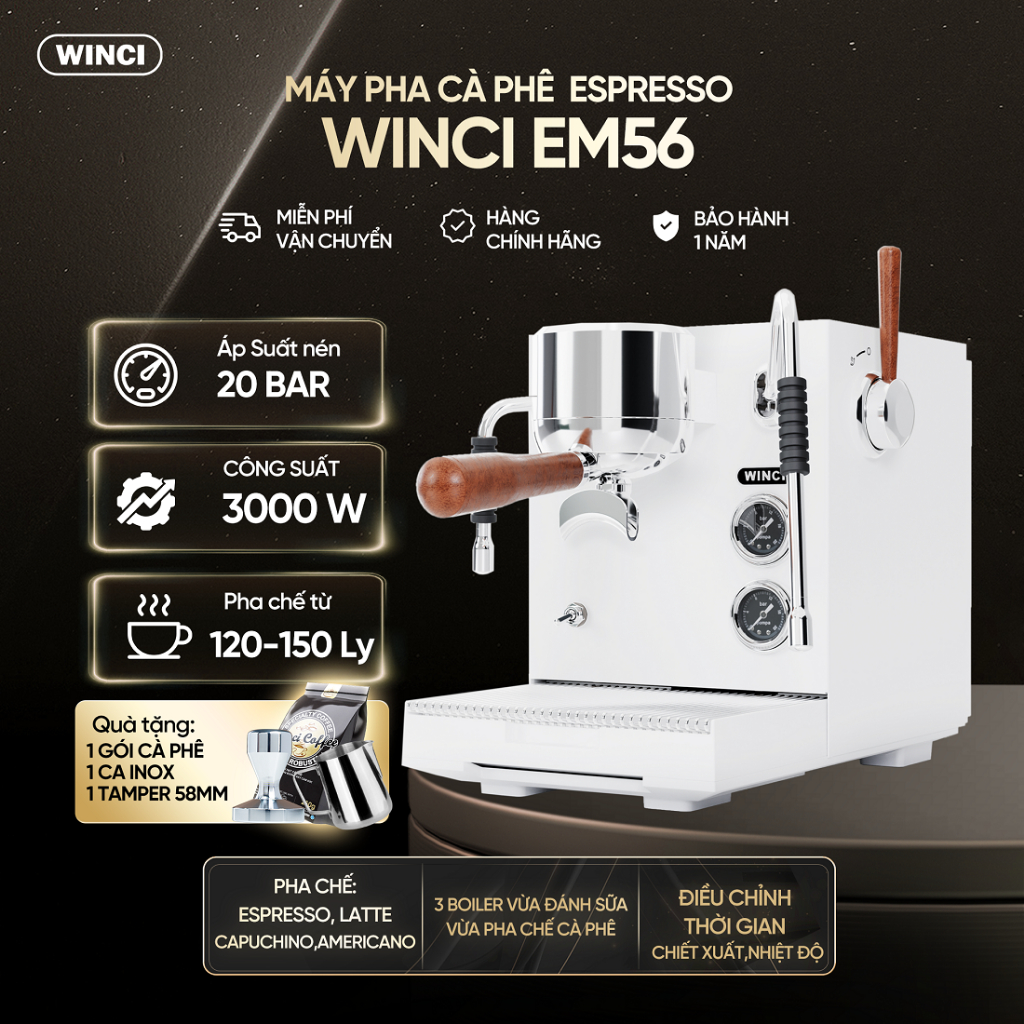 Máy Pha Cà Phê Espresso Winci EM56, hệ thống 3 boiler độc lập, bảo hành ...