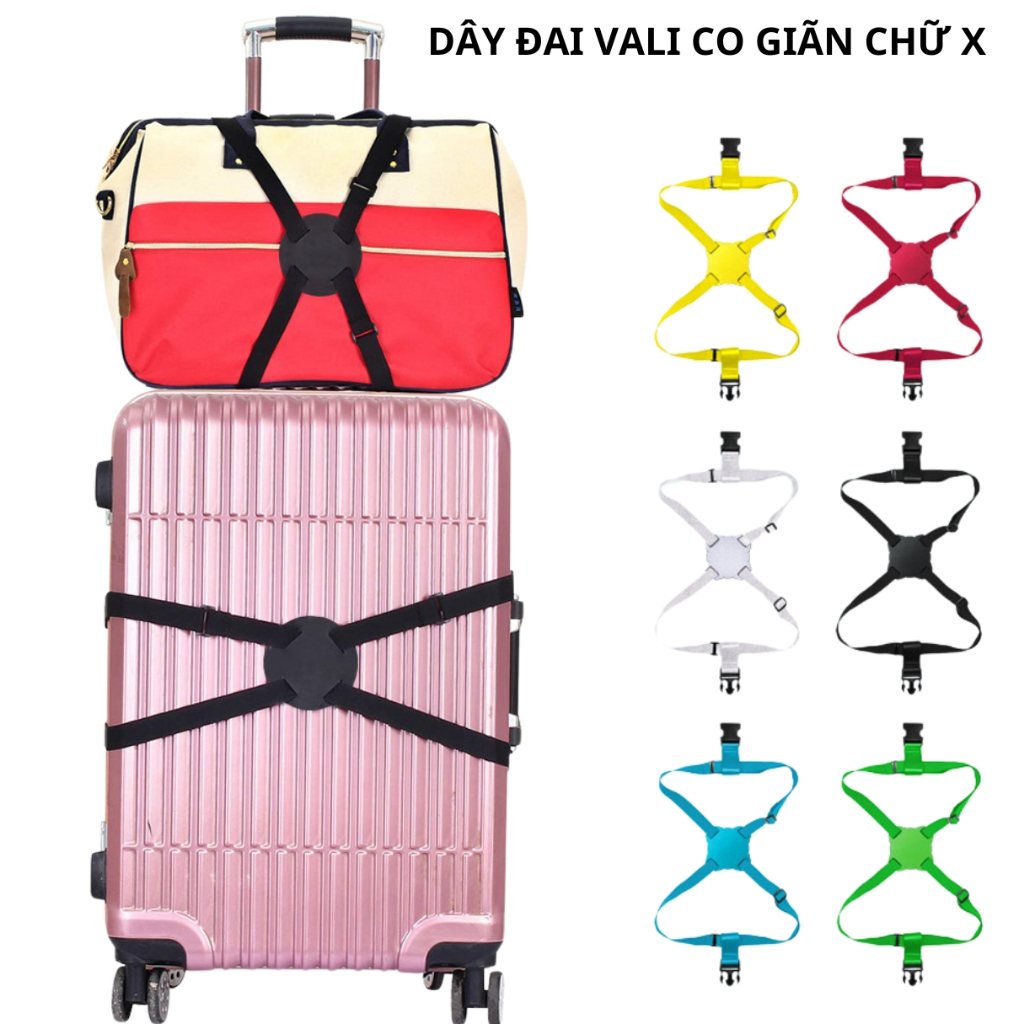 Dây đai vali co giãn chữ X, dây ràng vali bảo vệ hành lý khi đi du lịch ...
