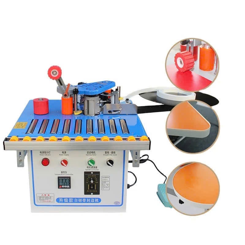 Máy dán cạnh gỗ mini DW550 đa chức năng dán cong, thẳng, vát 45, tự cắt ...