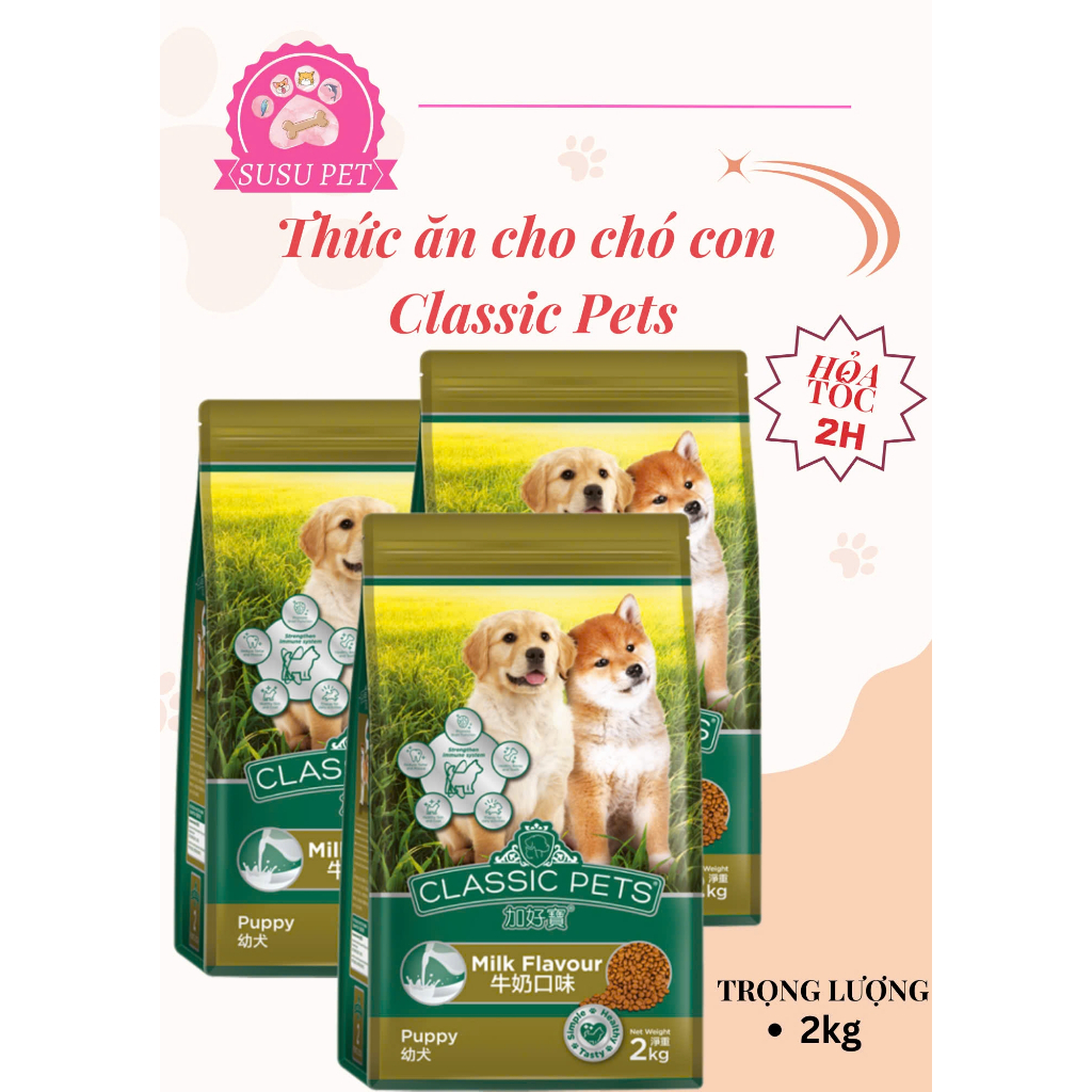 [2KG]Thức Ăn Cho Chó Con Hạt Classic Pets Puppy Vị Sữa-SuSu_pet | Shopee Việt Nam